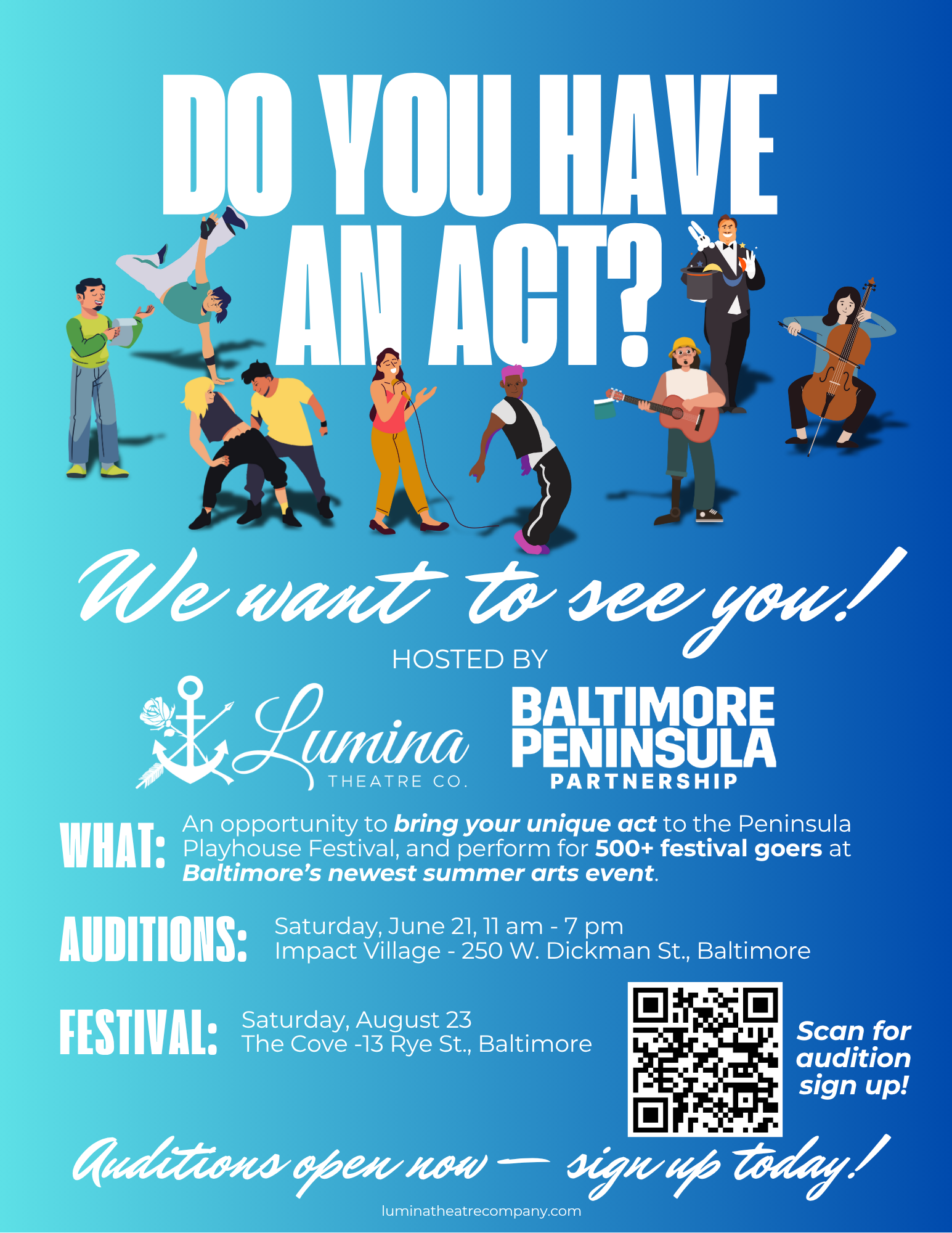 Talent Act flyer | Lumina Theatre Company